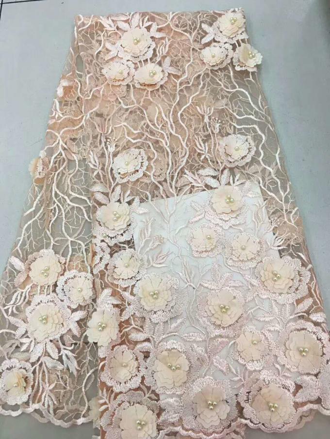 Floral Multi Colored Lace Fabric Beaded Embroidered Mesh Fabric For ...