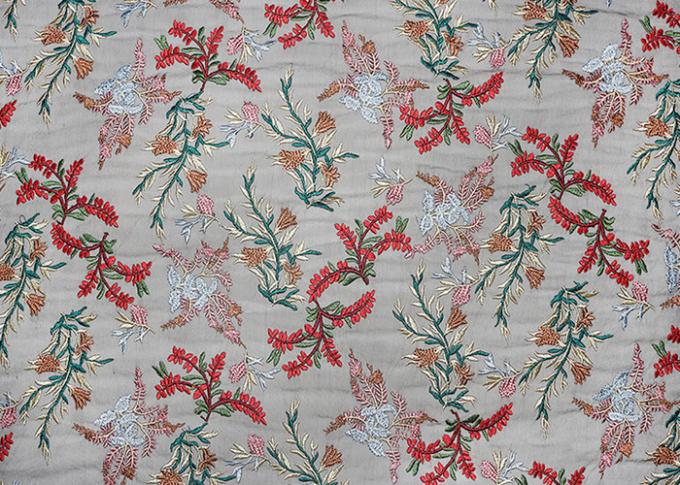 DTM Floral Embroidery Multi Colored Lace Fabric For Show Dress Eco Friendly